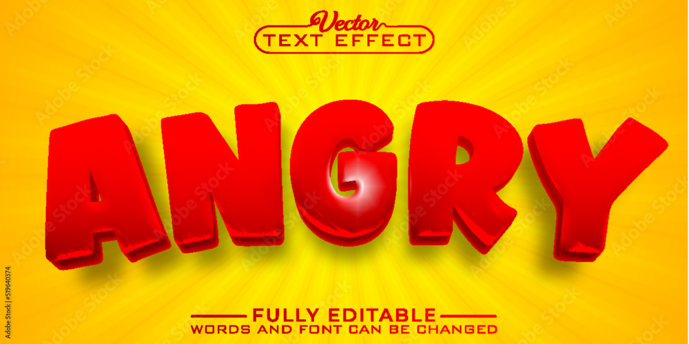 Cartoon Red Kid Angry Vector Editable Text Effect Template Stock Vector ...
