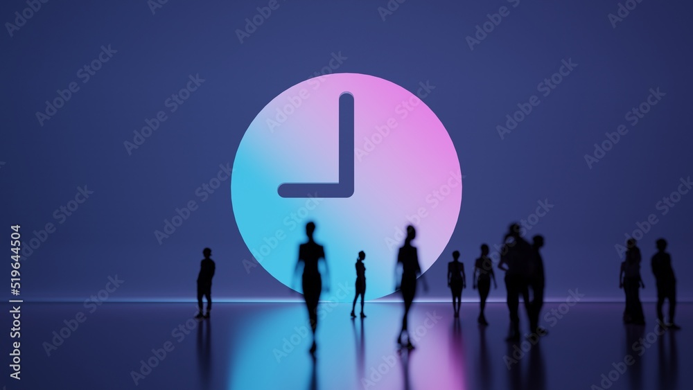 3d rendering people in front of symbol of time on background Stock ...