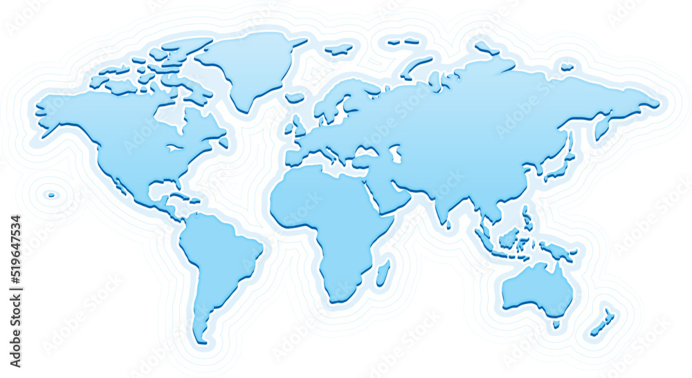 Simple illustration of a world map in a blue color Stock Vector | Adobe ...