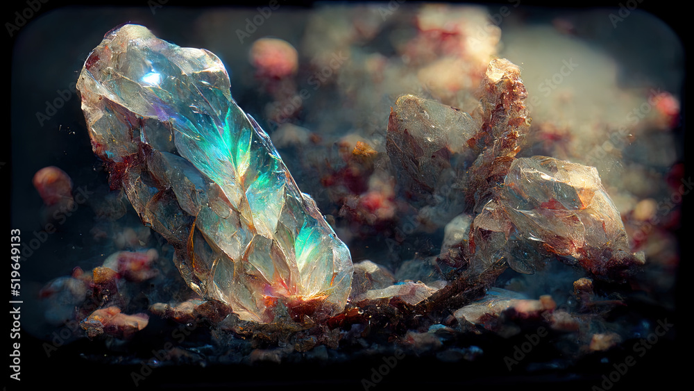 Beautiful, detailed illustration of mythical turquoise color crystal of ...