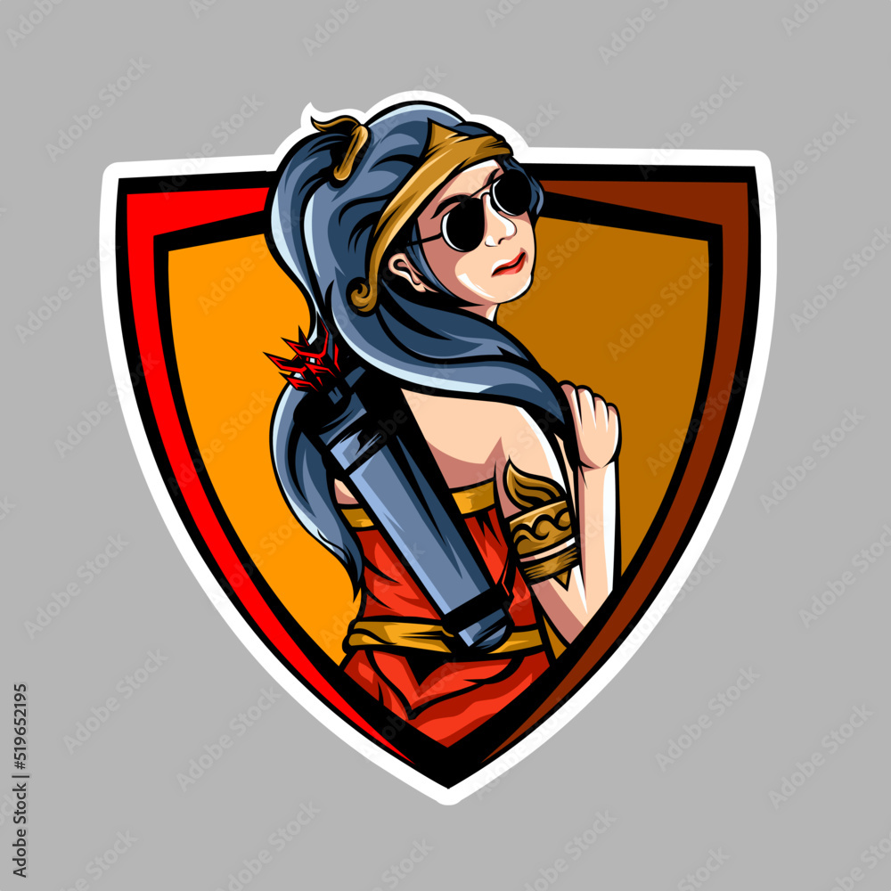 vector illustration, beautiful female esport logo, with Indonesian ...