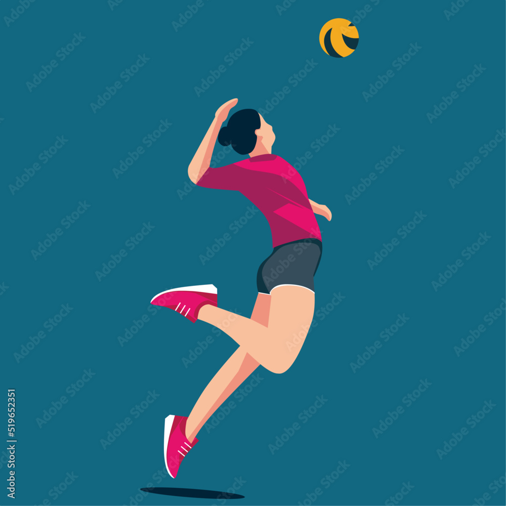 female volleyball athlete, vector illustration Stock Vector | Adobe Stock