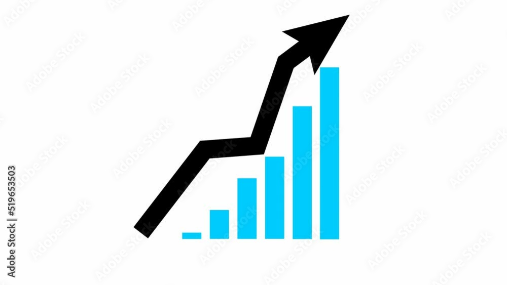 Animated financial growth chart with trend line graph. Pink and blue ...