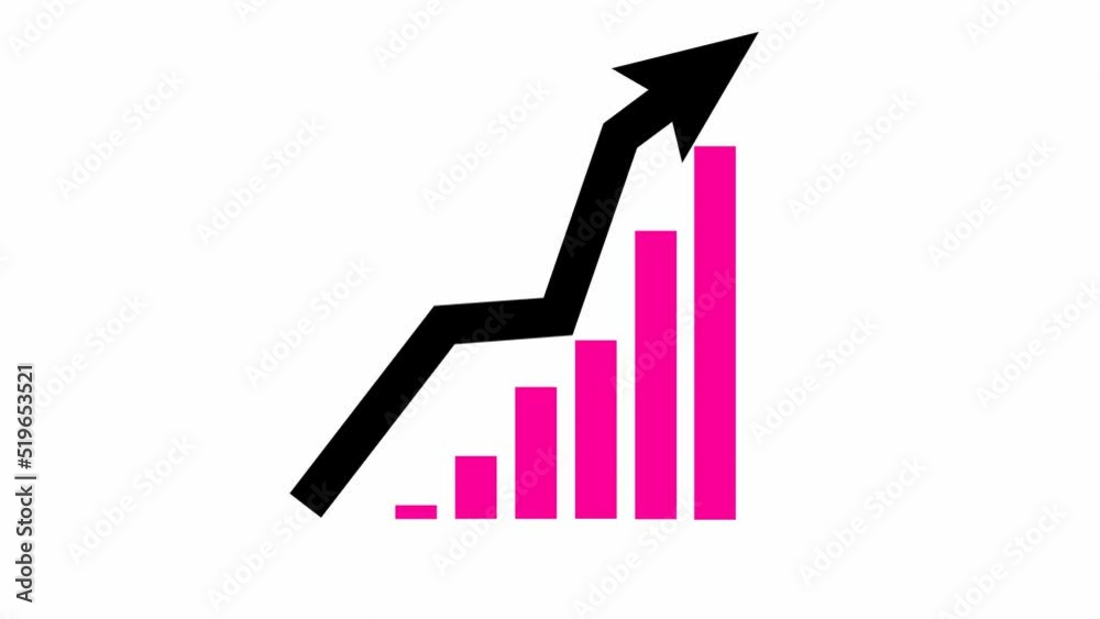 Animated financial growth chart with trend line graph. Pink and black ...