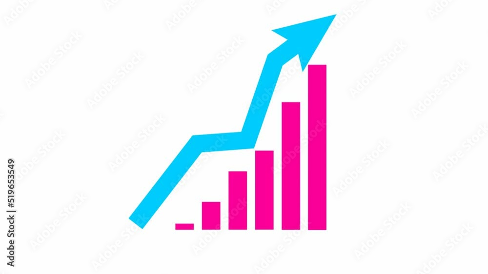 Animated financial growth chart with trend line graph. blue and black ...