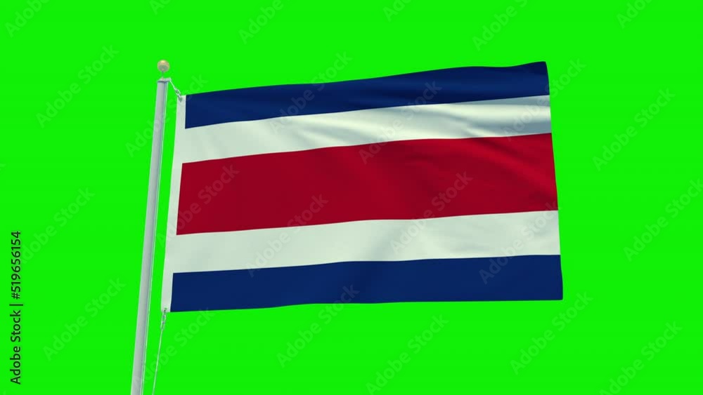 Seamless loop animation of the Costa Rica flag on a green screen ...