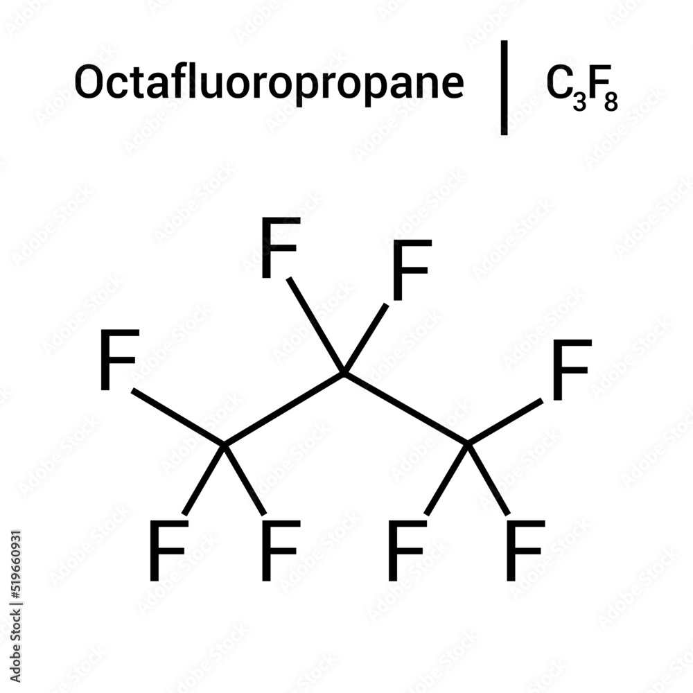 chemical structure of Octafluoropropane (C3F8) vector de Stock | Adobe ...