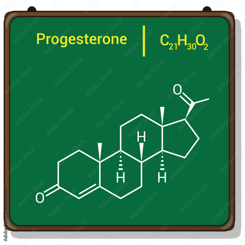 chemical structure of Progesterone (C21H30O2) Stock Vector | Adobe Stock