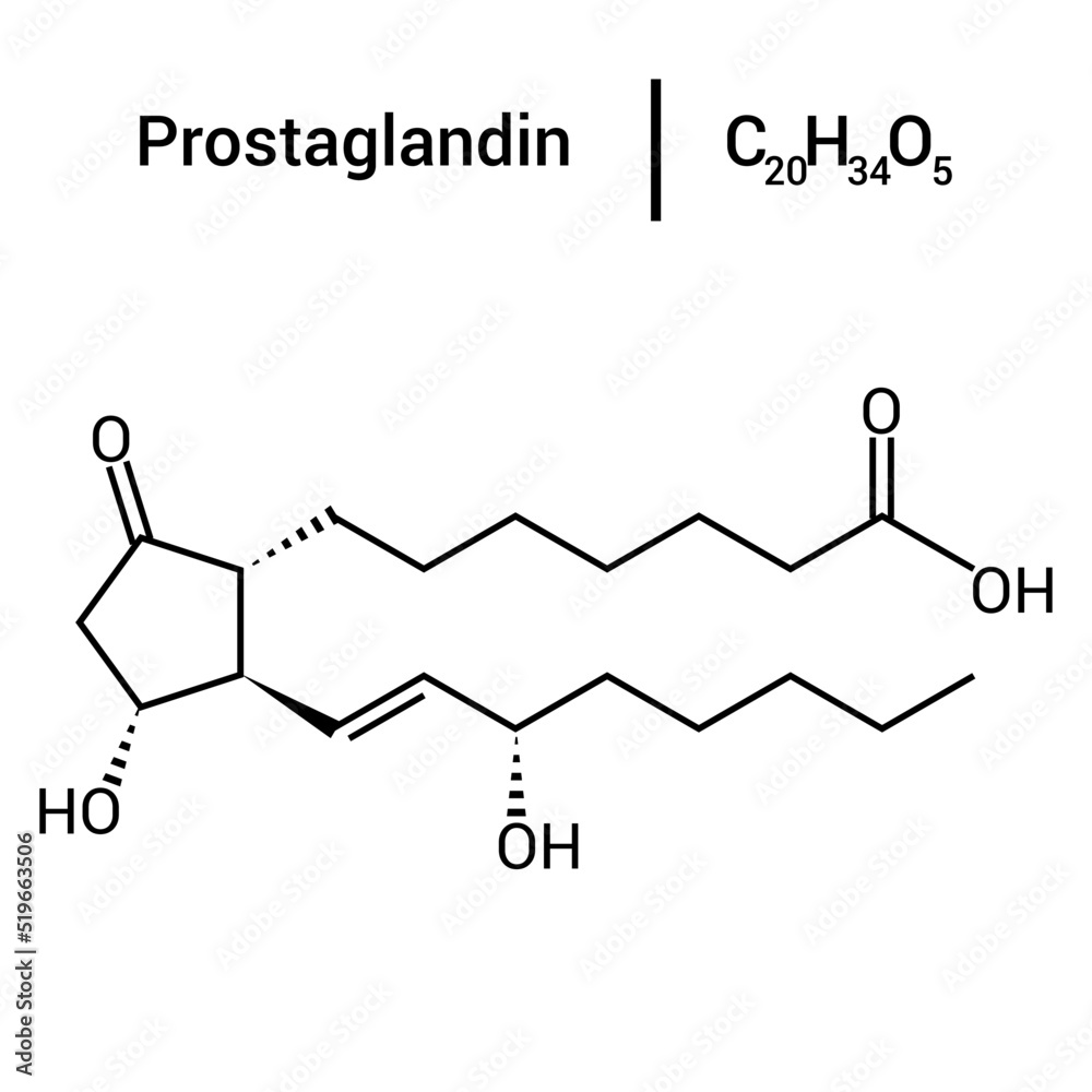 chemical structure of Prostaglandin or Alprostadil (C20H34O5) Stock ...