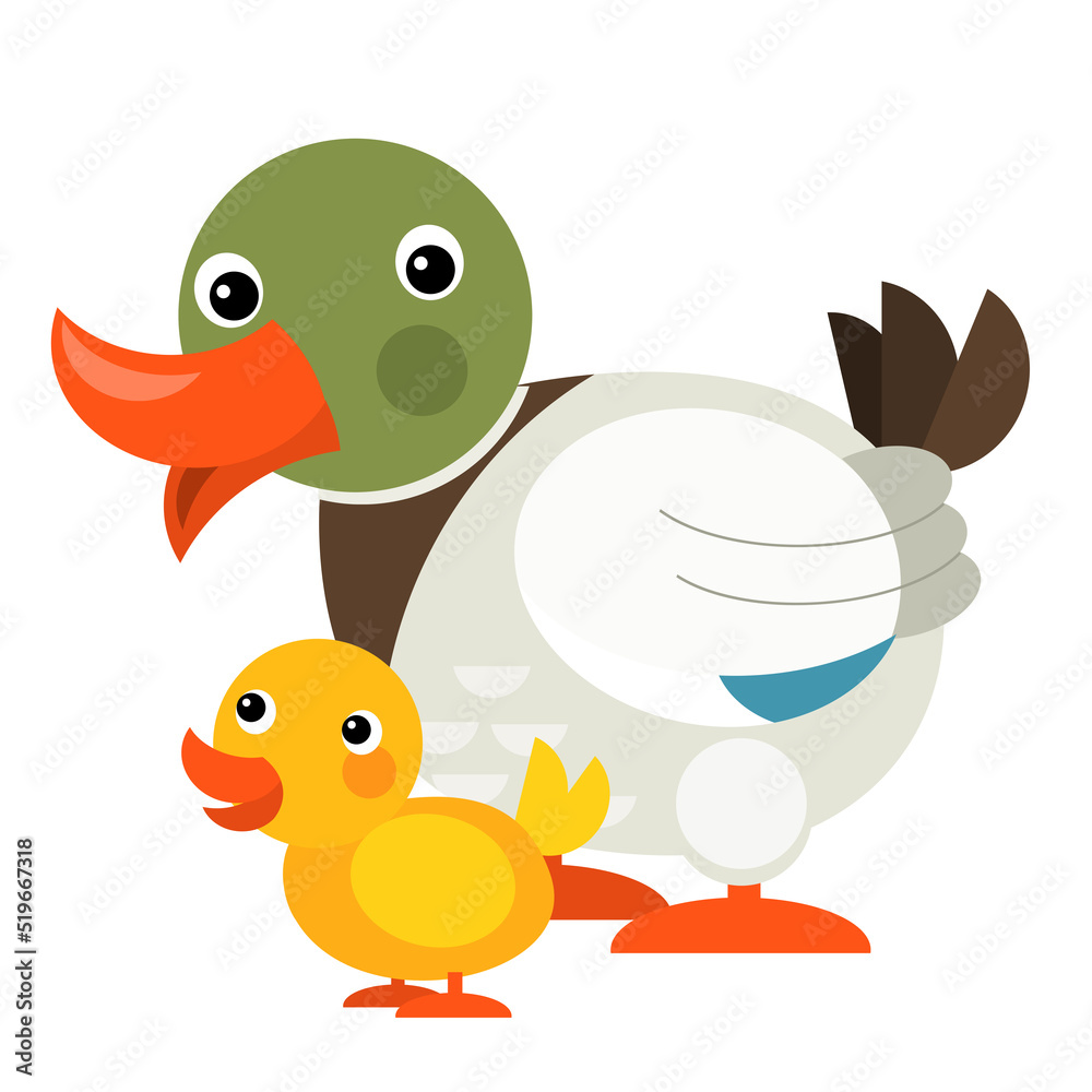 Cartoon happy farm animal cheerful duck family illustration Stock ...