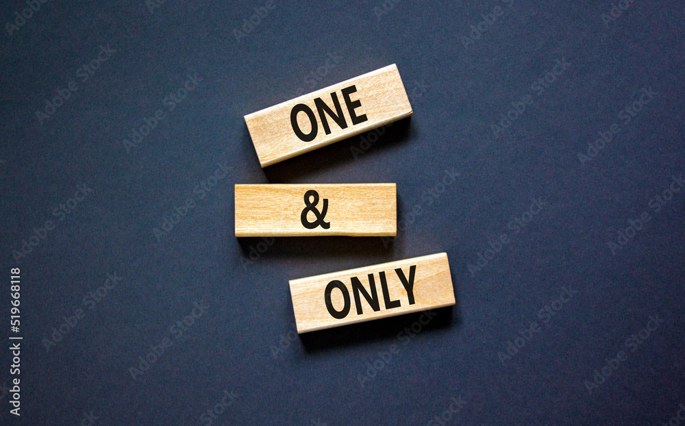 One and only symbol. Concept words One and only on wooden blocks on a ...