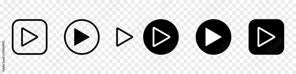 Play button icon set. Modern video and audio player. Vector ...