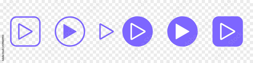 Play button icon set. Modern video and audio player. Vector ...
