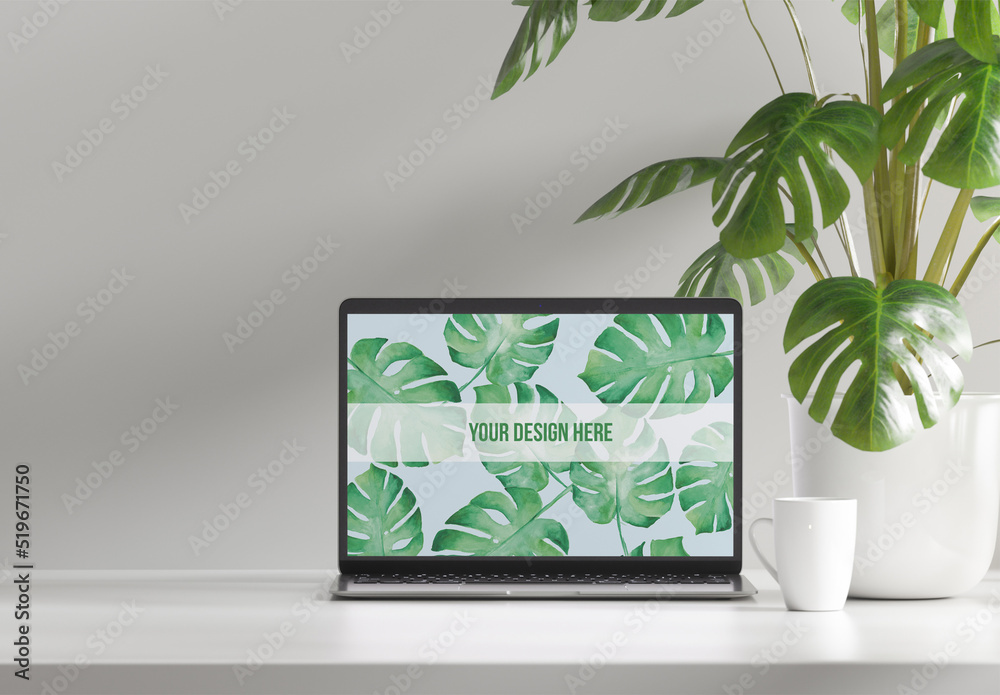 Minimal White Desktop Laptop Stock Template | Adobe Stock