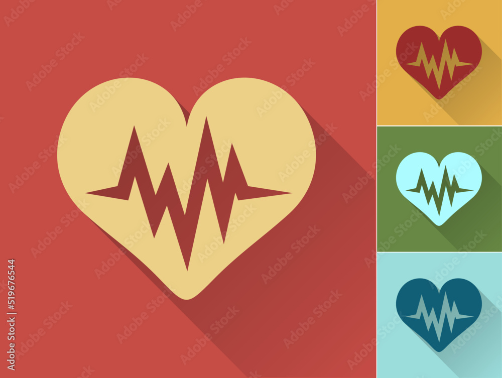 Heart pulsating icon, Pulsating Heart Medical Icon, Flat style, Color ... Heart pulsating icon, Pulsating Heart Medical Icon, Flat style, Color ...
