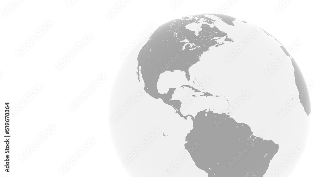 3d representation of the globe on white background, minimalist world ...