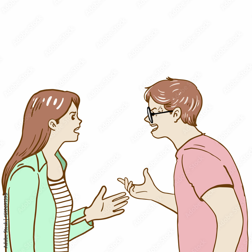 cartoon male and female couples have problems not understanding each ...