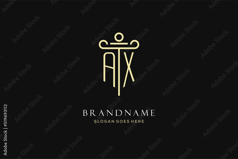 Luxury modern monogram AX logo for law firm with pillar icon design ...