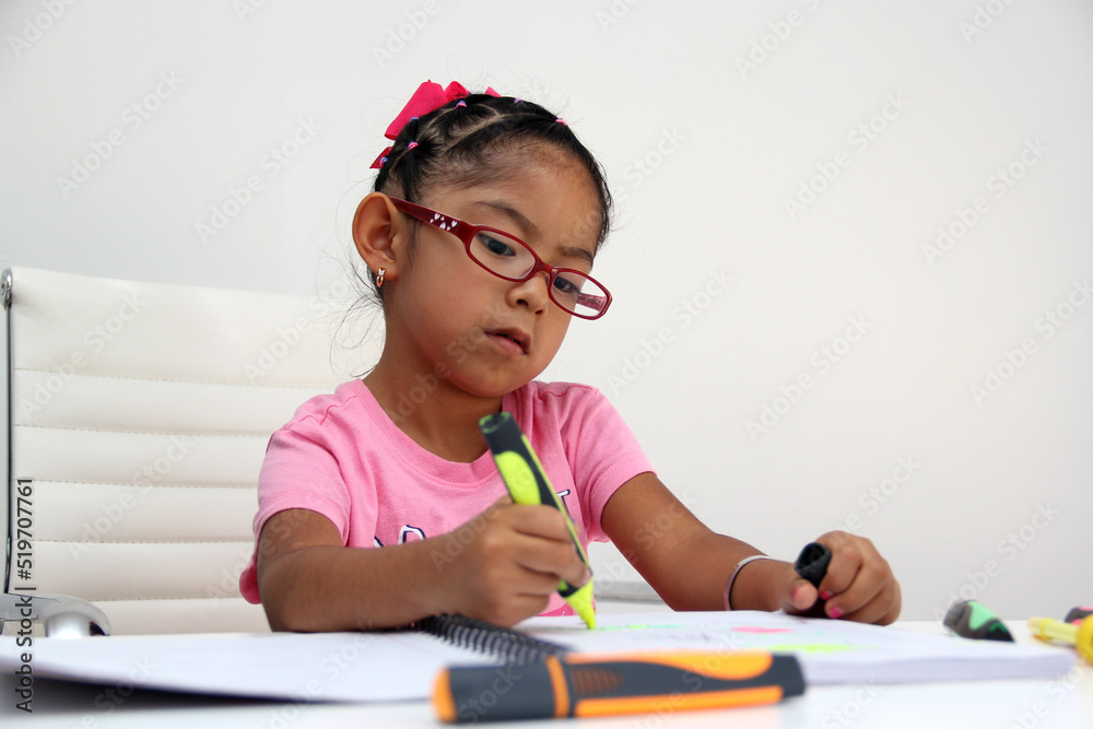 4-year-old brunette Latina girl with autism spectrum disorder ASD like ...