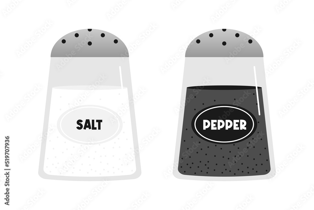 Salt and pepper vector cartoon style icons, illustrations for food and ...