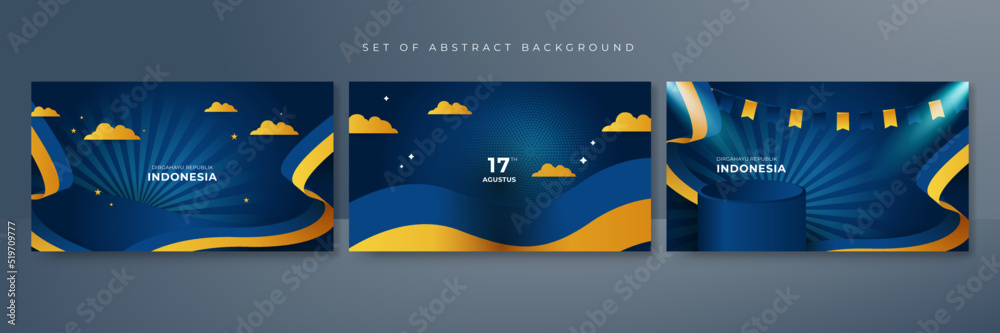 Happy Indonesia Independence day with blue yellow theme and Pancasila ...