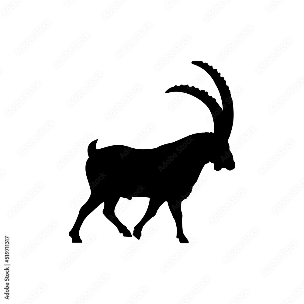 Poster Alpine Ibex Silhouette Vector For The Best Alpine Ibex Icon ...