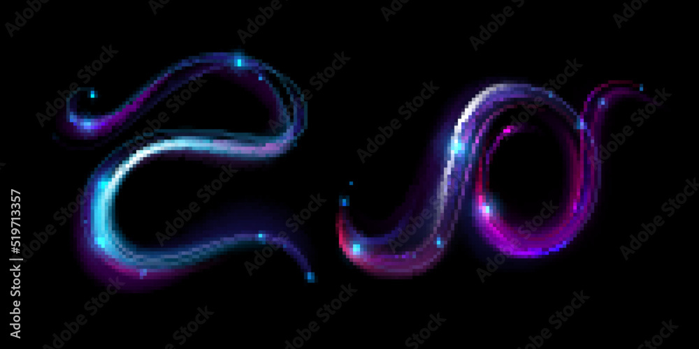 Neon magic swirl, wind effect purple twirl with stars and sparkles ...