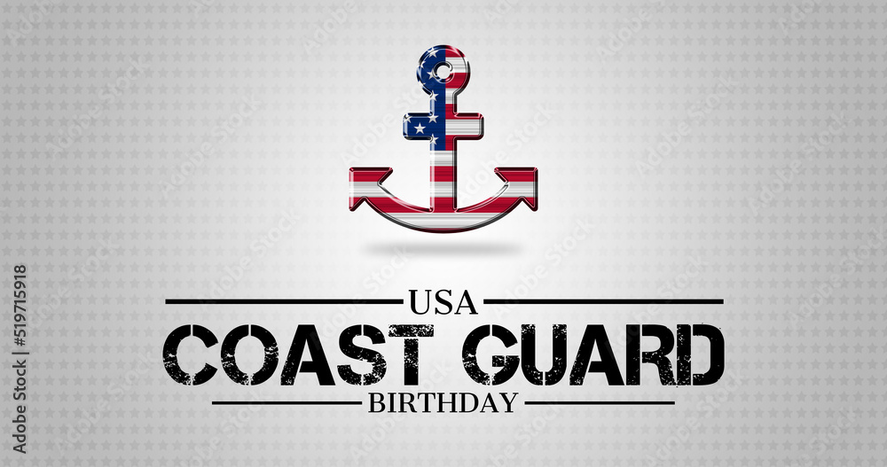 Usa coast guard day poster background with 3d anchor Stock Illustration ...