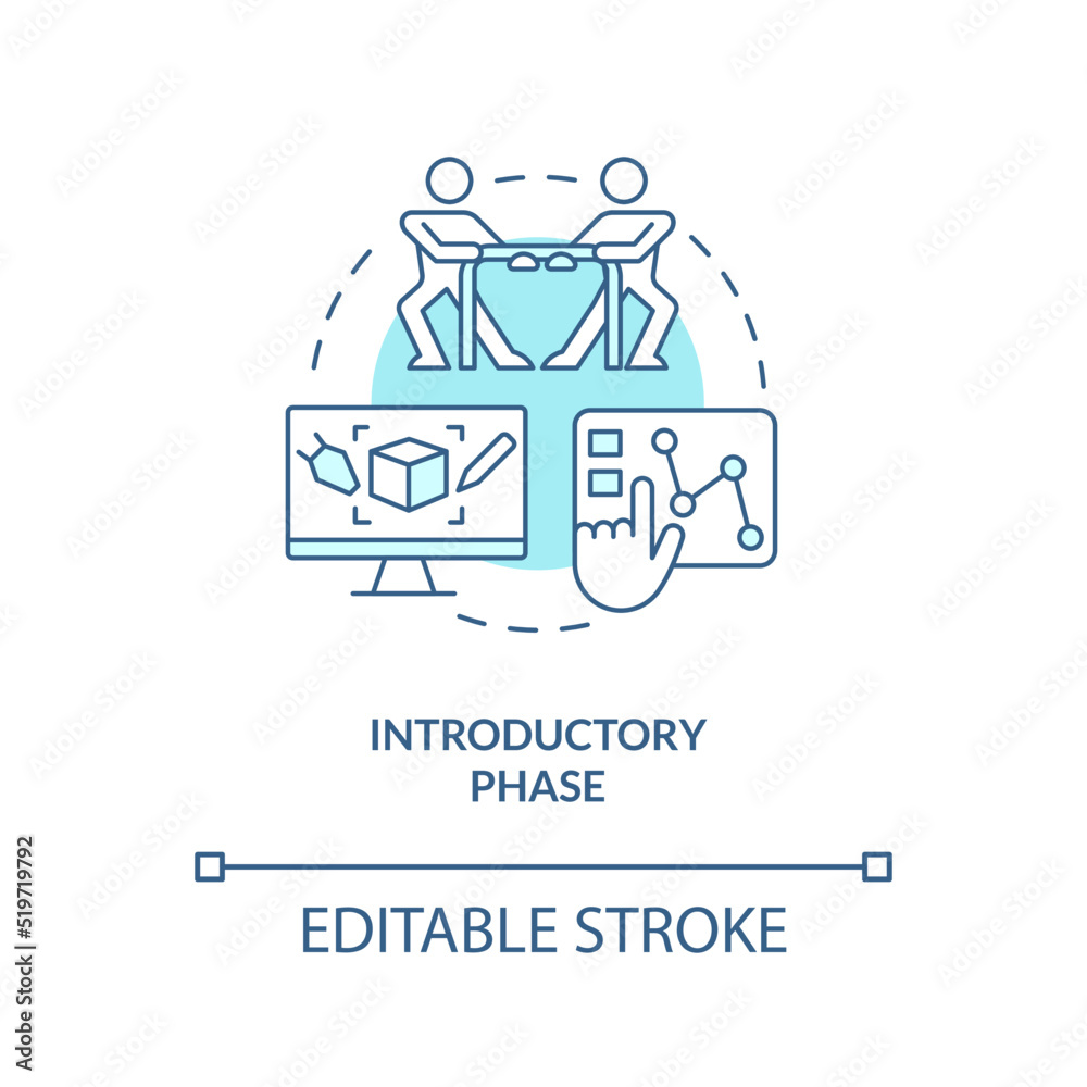 Introductory phase turquoise concept icon. Supply chain. Stage of ...