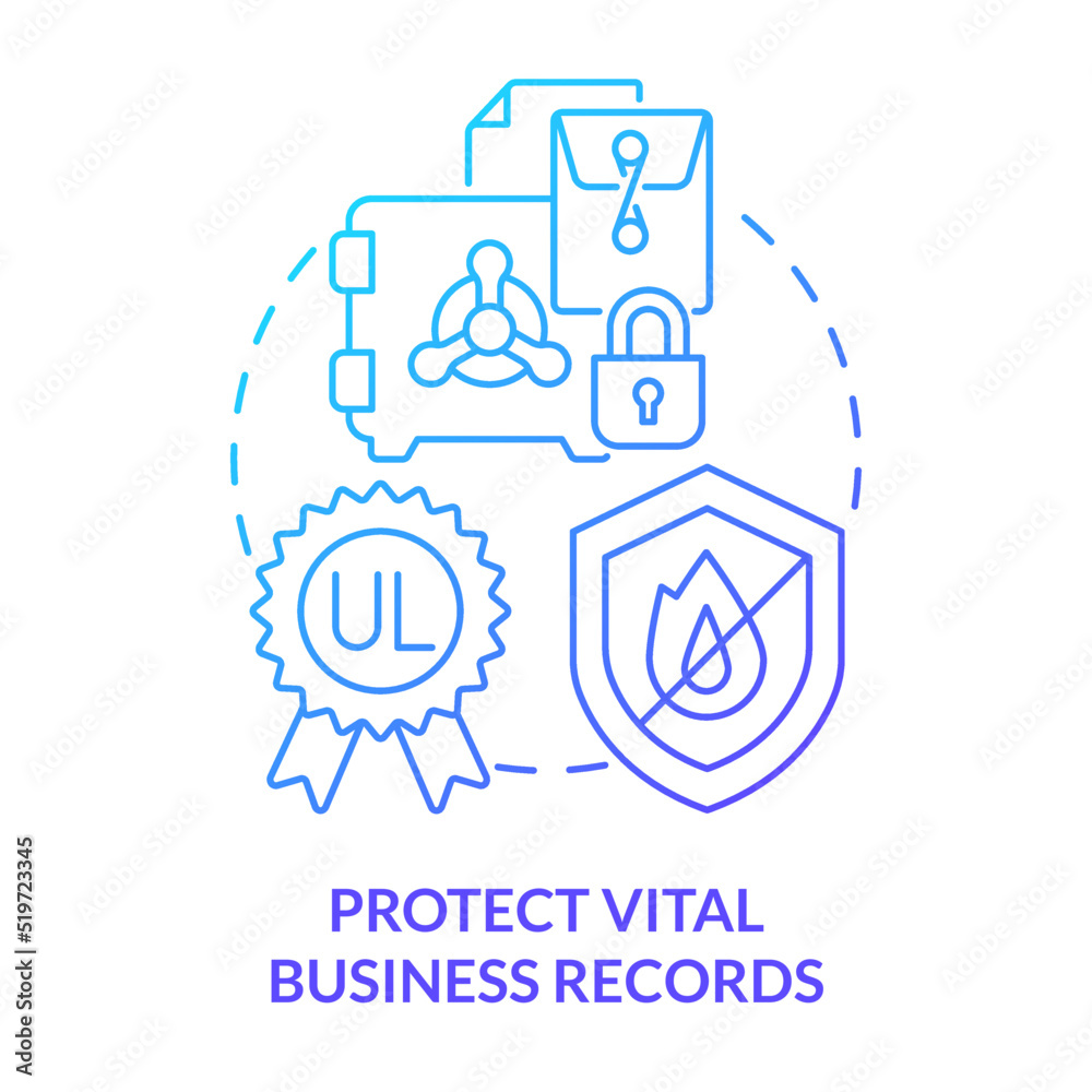 Protect vital business records blue gradient concept icon. Prepare ...