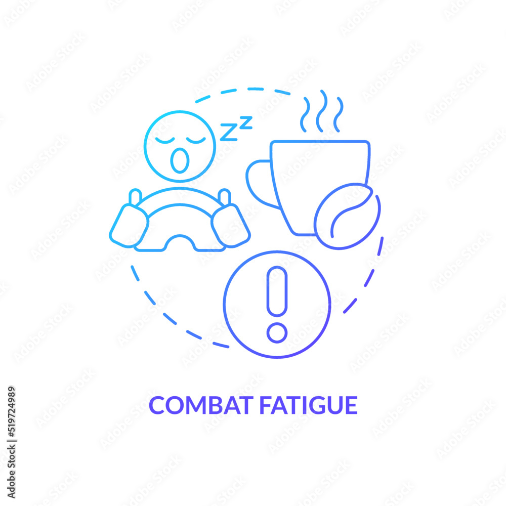 Combat fatigue blue gradient concept icon. Sleepy and tired driver ...