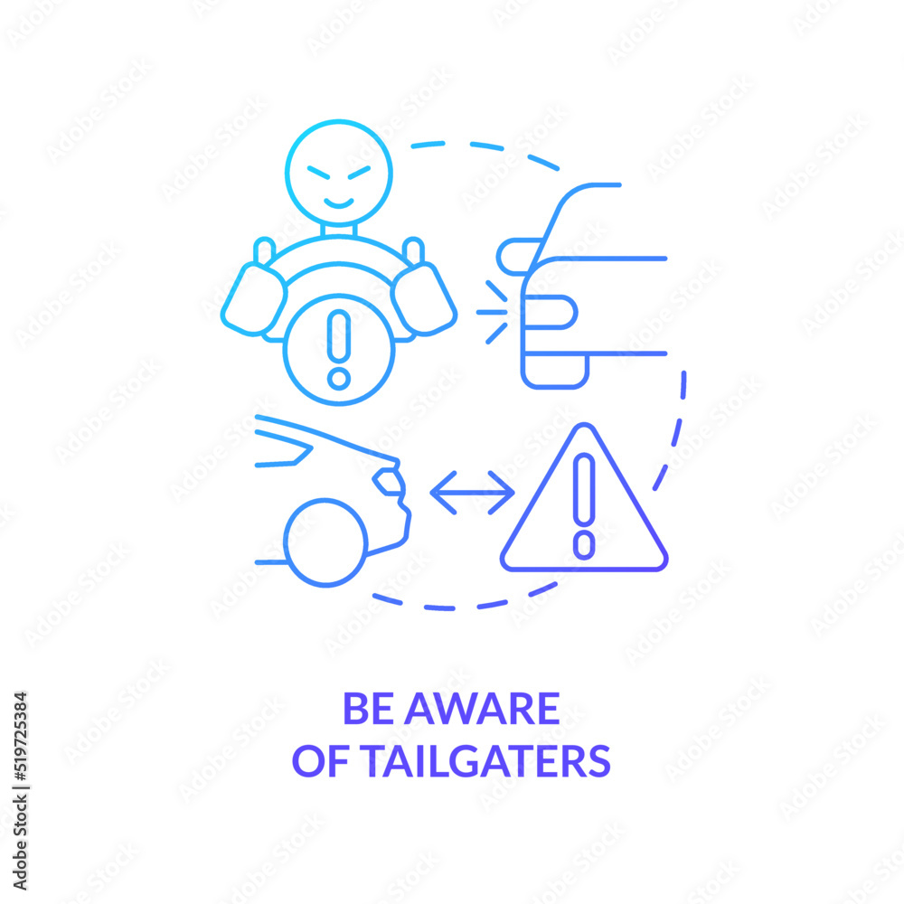 Be aware of tailgaters blue gradient concept icon. Reckless driver ...