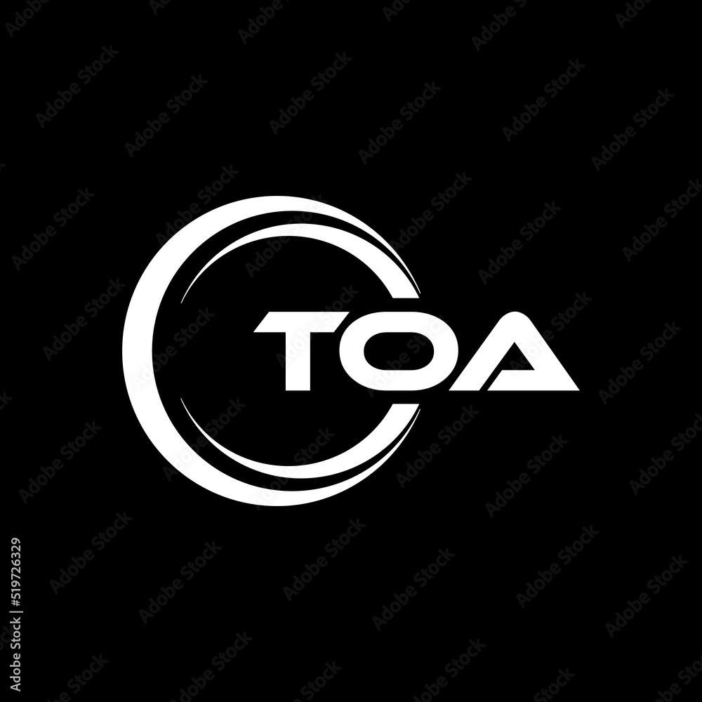 TOA letter logo design with black background in illustrator, cube logo ...