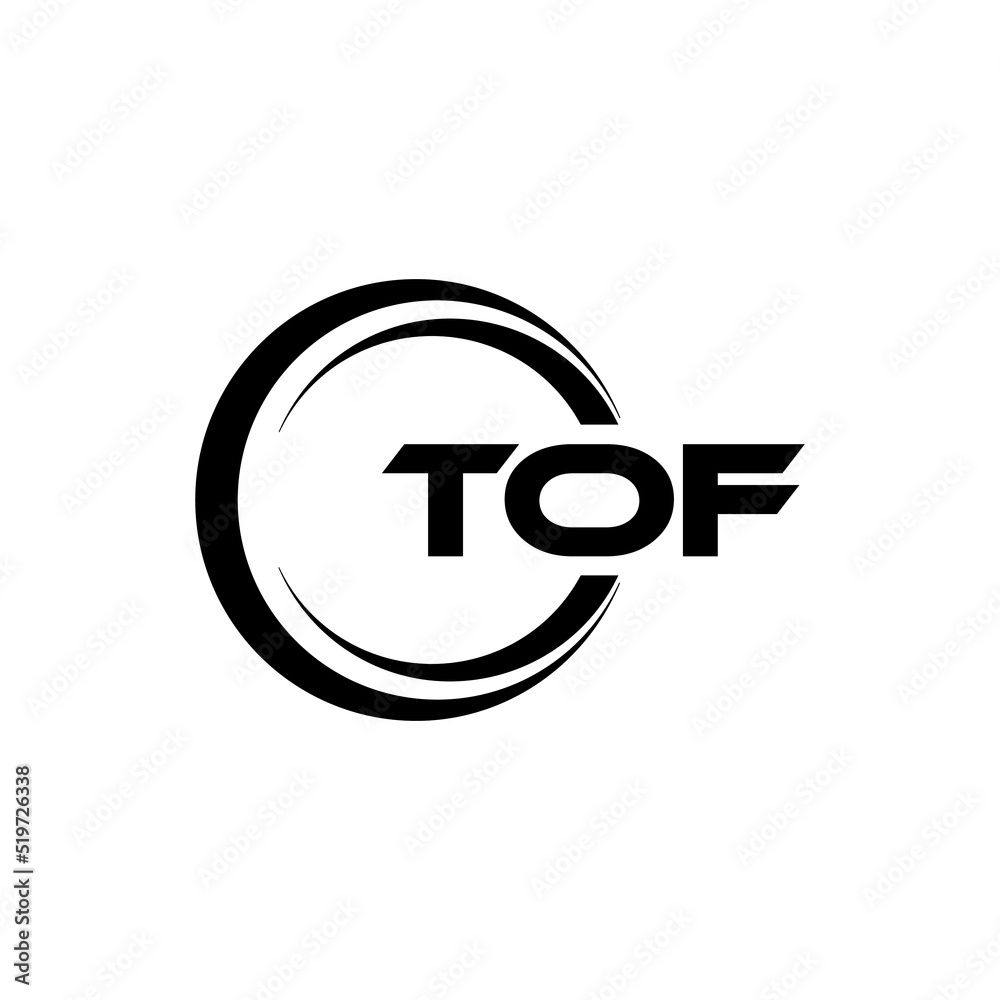 TOF letter logo design with white background in illustrator, cube logo ...