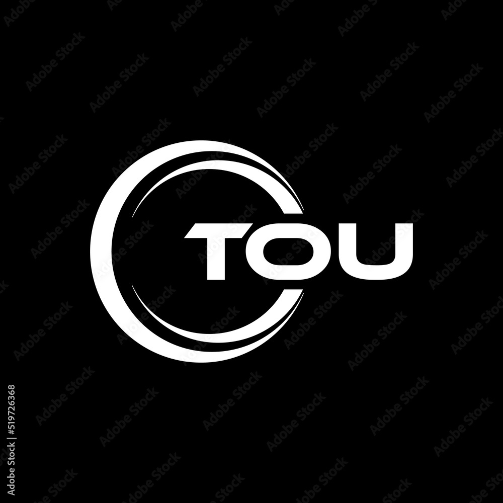 TOU letter logo design with black background in illustrator, cube logo ...