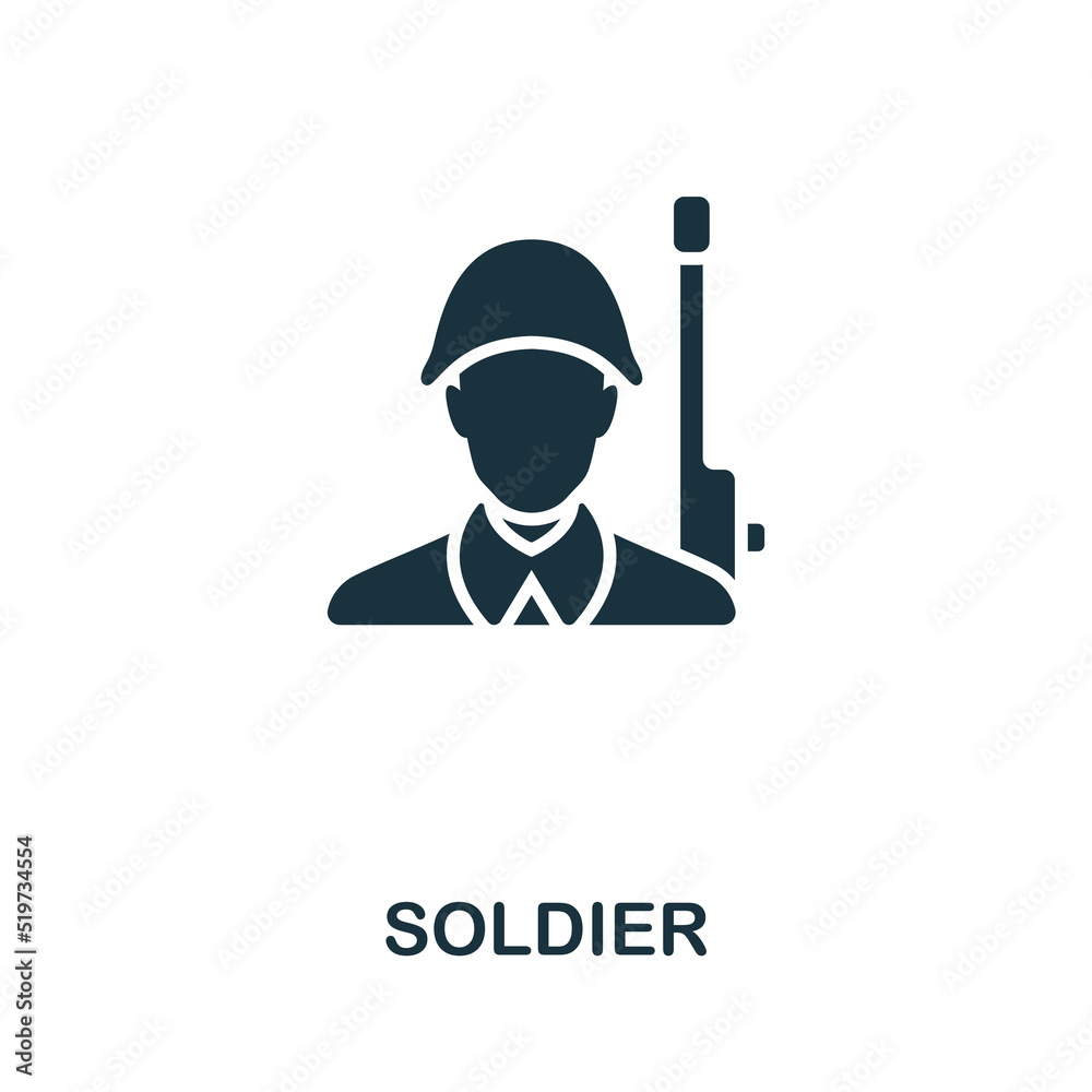 Soldier icon. Monochrome simple line War icon for templates, web design ...