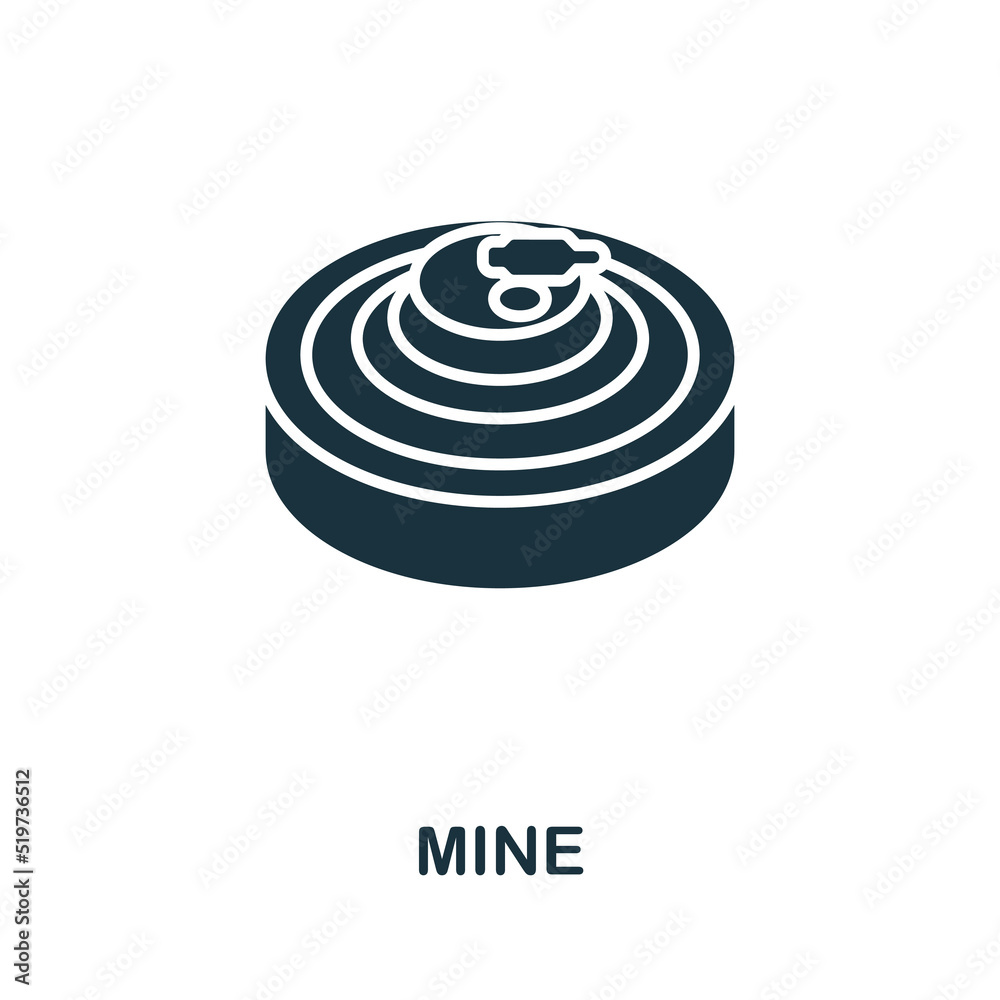 Mine icon. Monochrome simple line Weapon icon for templates, web design ...