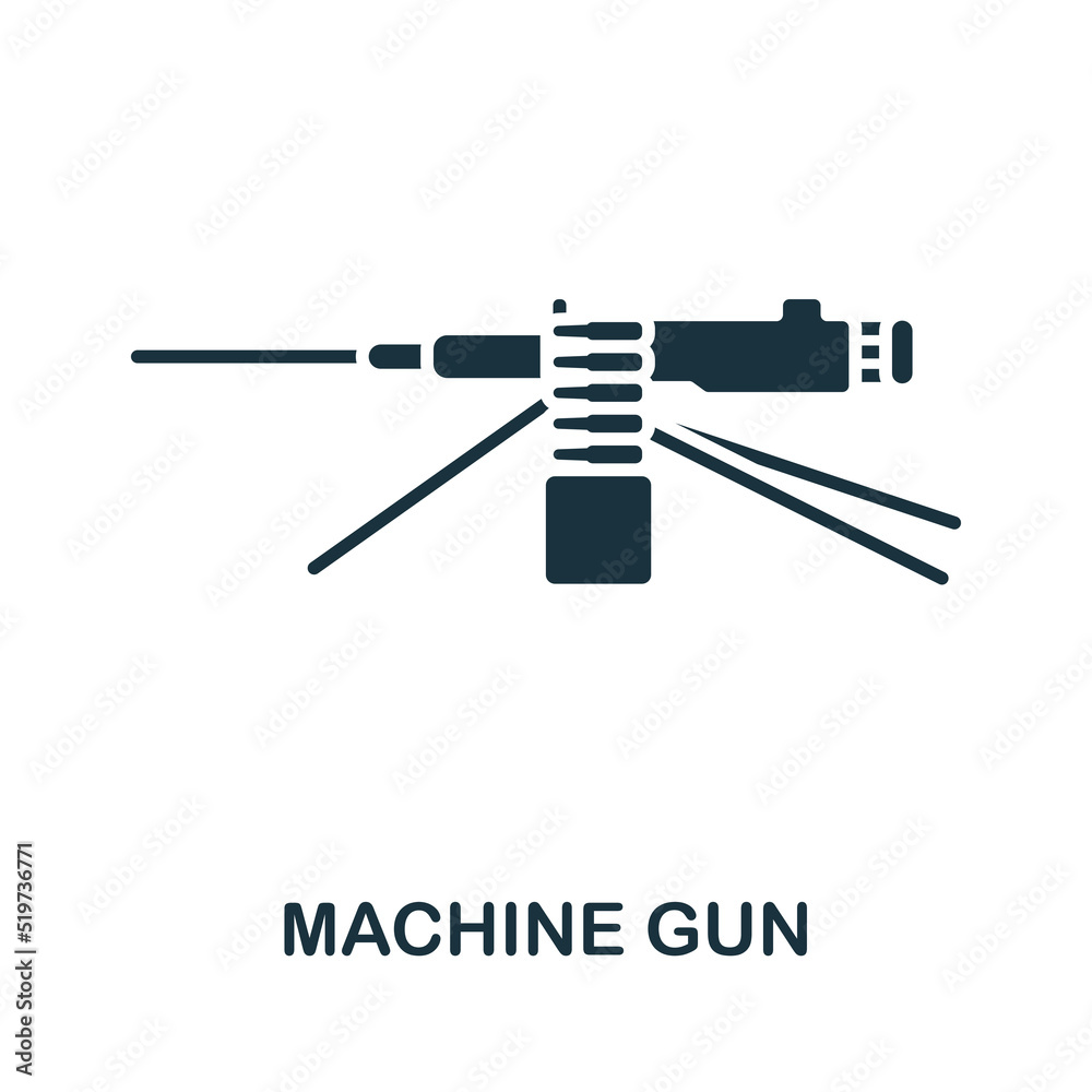 Machine Gun icon. Monochrome simple line Weapon icon for templates, web ...