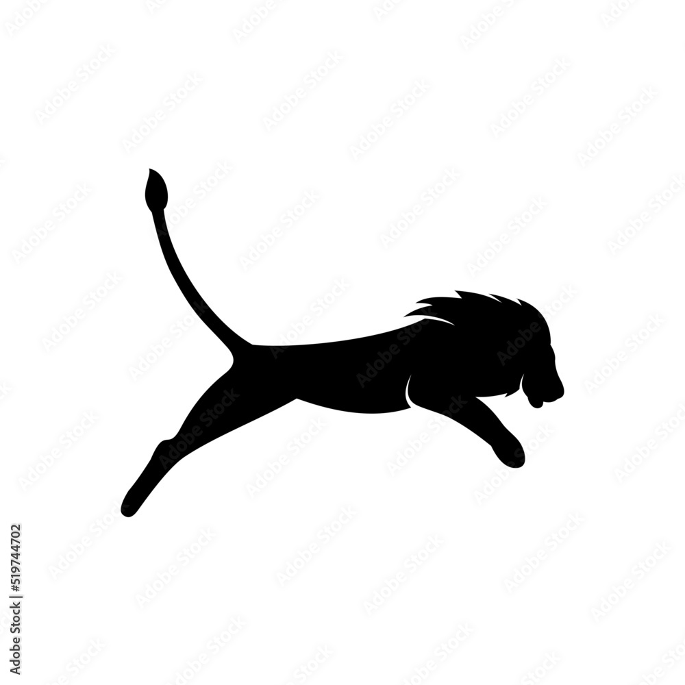 jumping lion silhouette Stock Vector | Adobe Stock