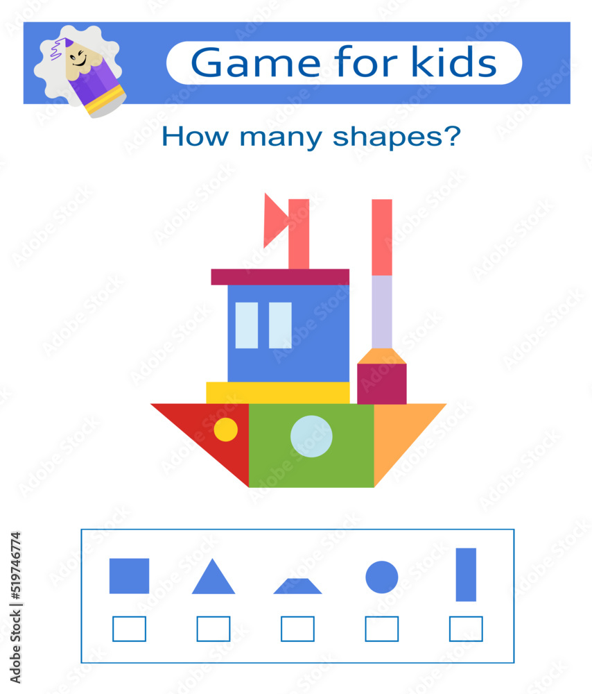 Math activity for kids. Developing numeracy skills. Count how many ...