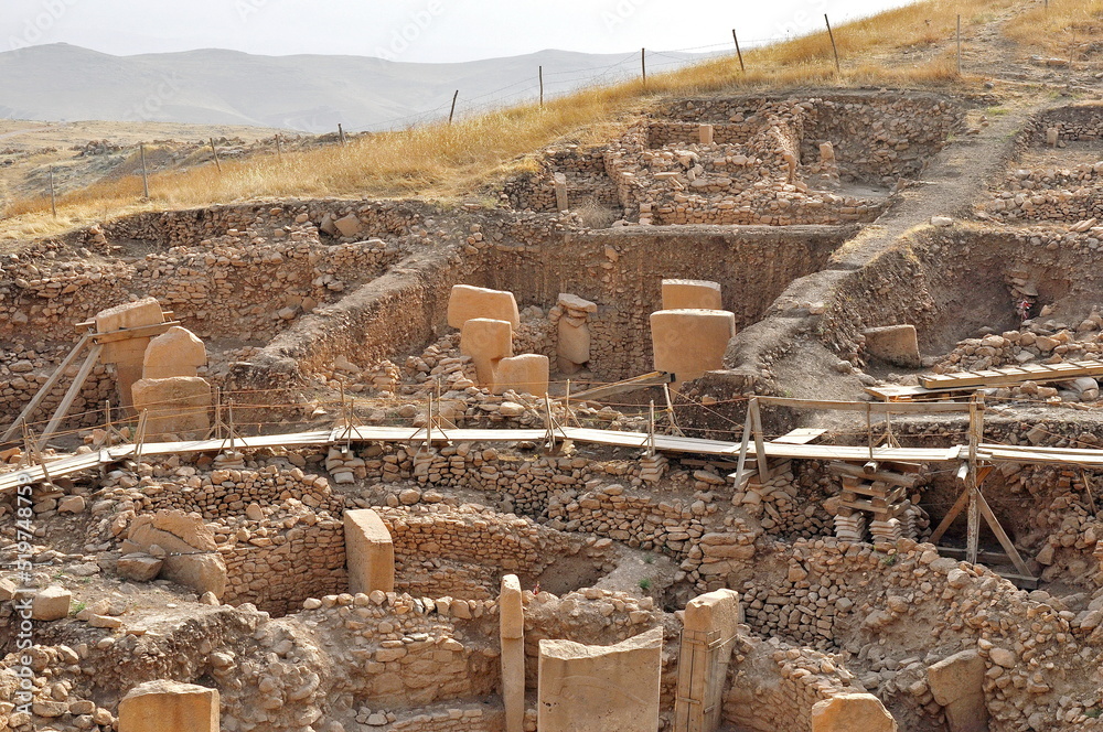 First temple in the world, Göbeklitepe, T-shaped pillars Stock Photo ...