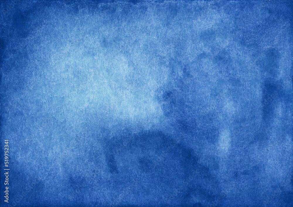 Blue light watercolor, ink, abstract backround texture. Copy space for ...