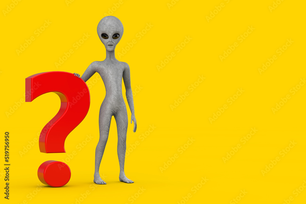 Scary Gray Humanoid Alien Cartoon Character Person Mascot with Red ...