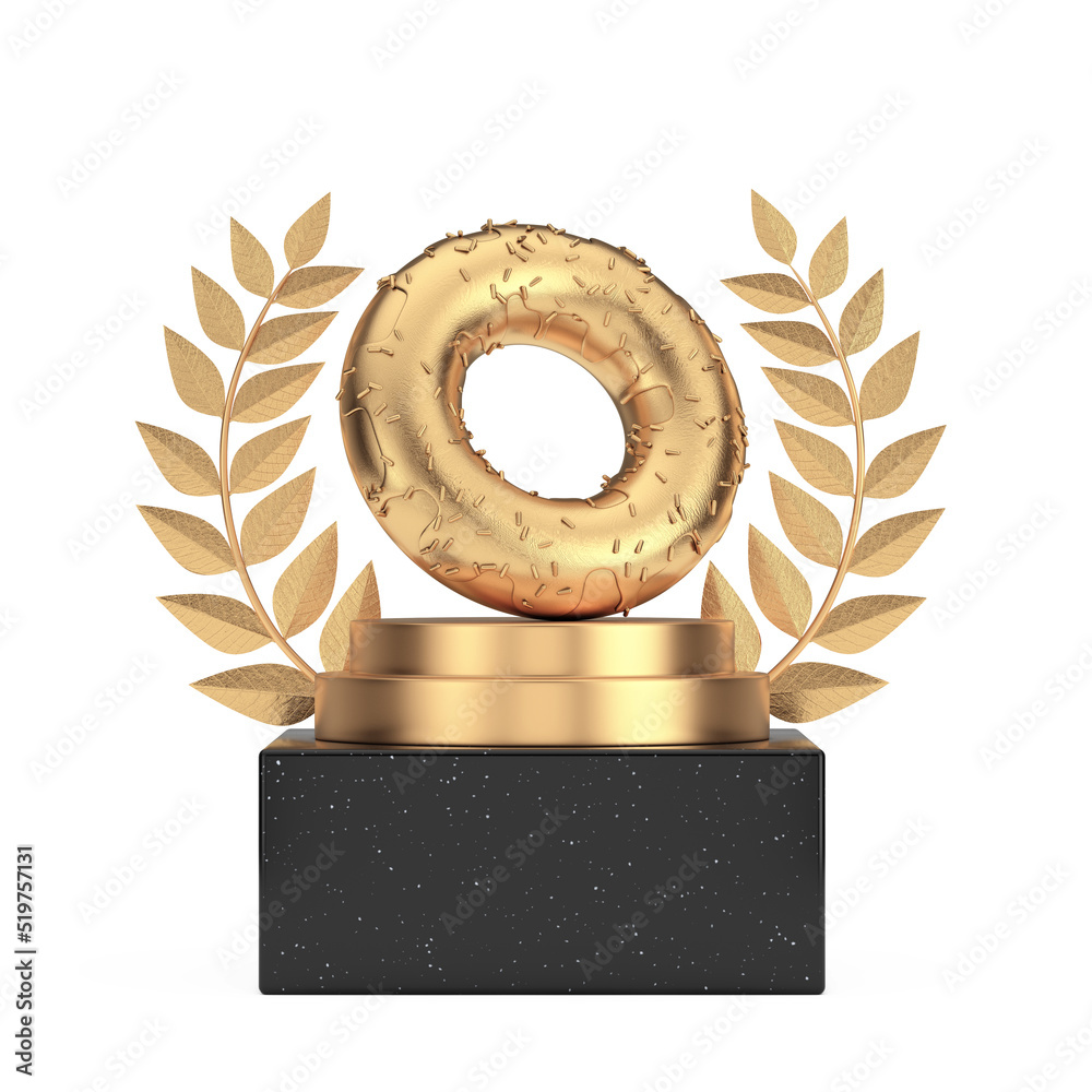 Winner Award Cube Gold Laurel Wreath Podium, Stage or Pedestal with ...