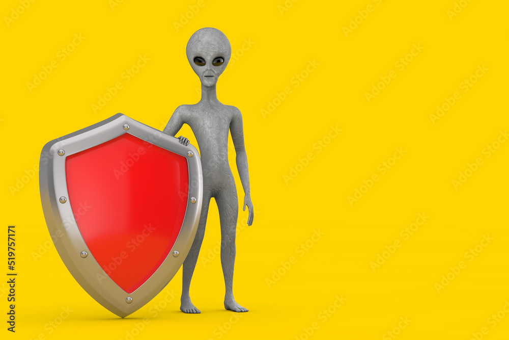 Scary Gray Humanoid Alien Cartoon Character Person Mascot with Red ...