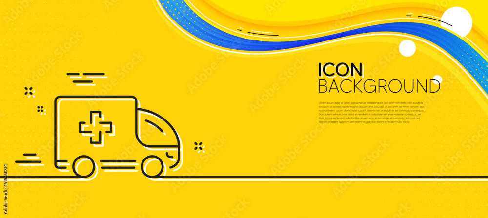 Ambulance emergency car line icon. Abstract yellow background. Hospital ...