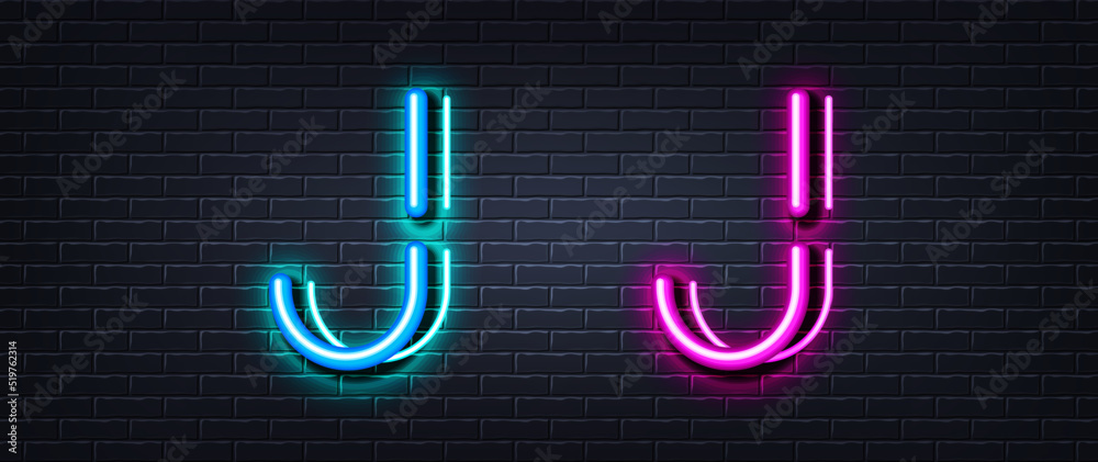 Initial letter J icon. Neon light line effect. Line typography ...
