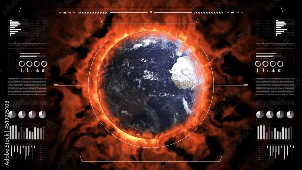 Climate changes analysis. Digital interface with animated infographics ...