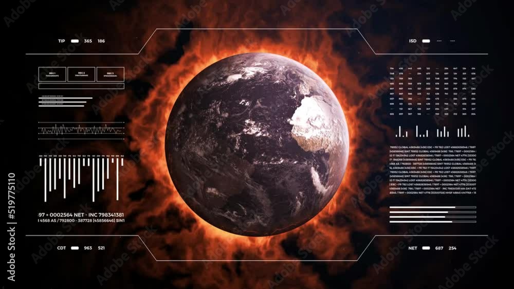 Climate changes analysis. Digital interface with animated infographics ...