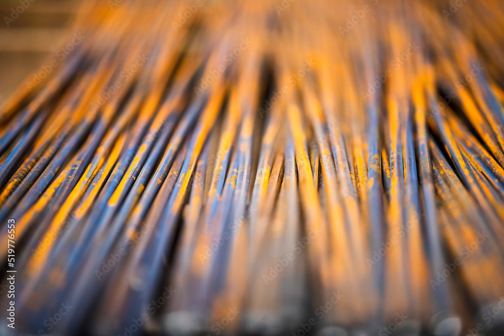 Construction steel rods or bars work reinforcement in conncrete ...